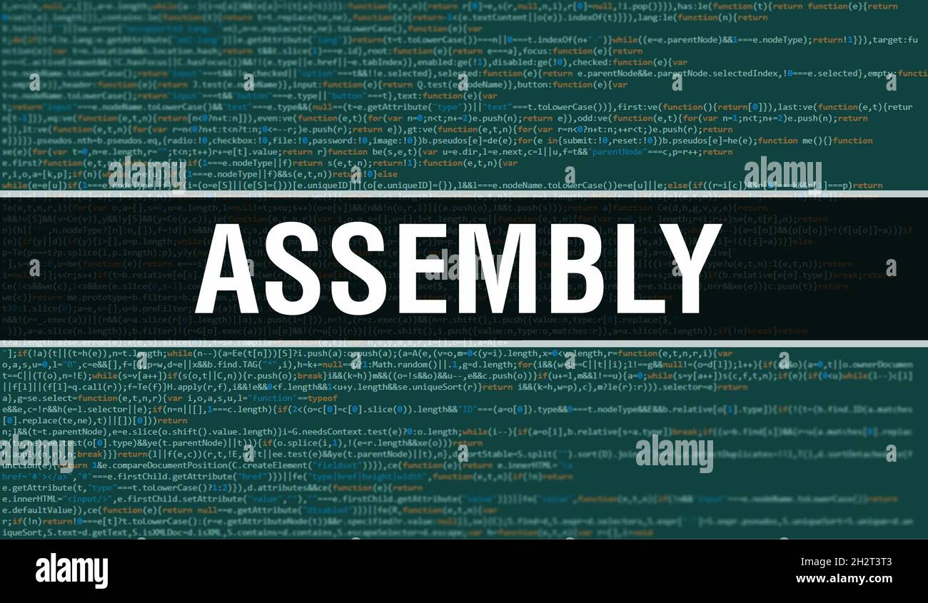 Assembly with Binary code digital technology background. Abstract ...