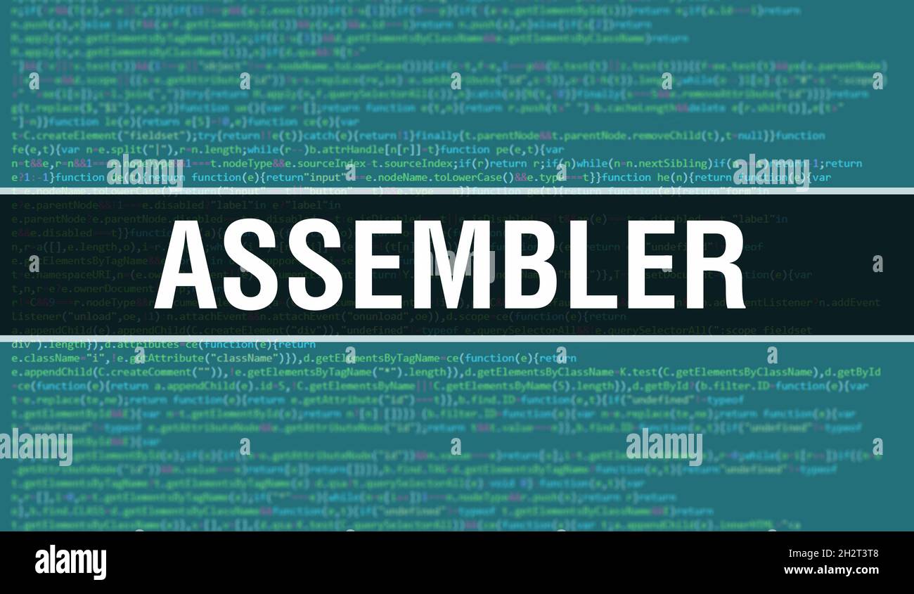 Assembler With Digital Java Code Text Assembler And Computer Software Coding Vector Concept