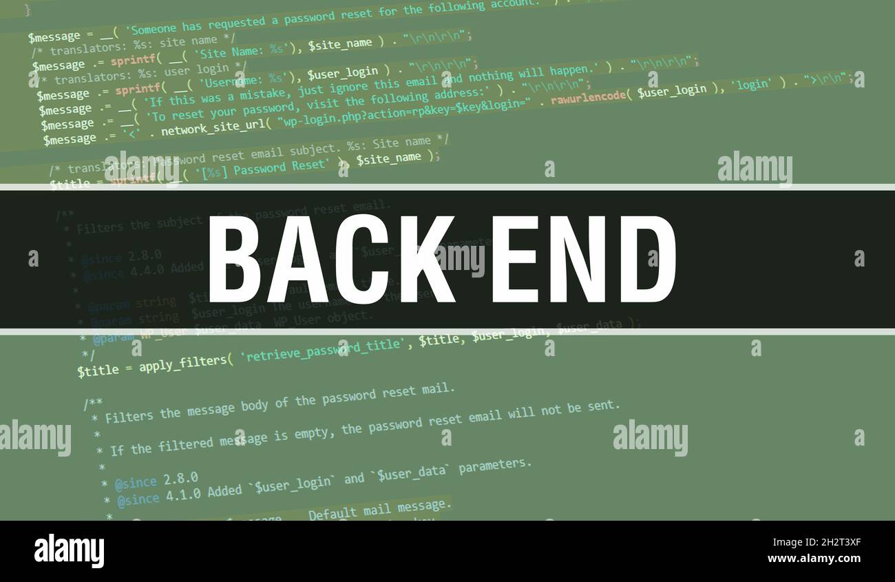 BACK END concept illustration using code for developing programs and app. BACK END website code ...