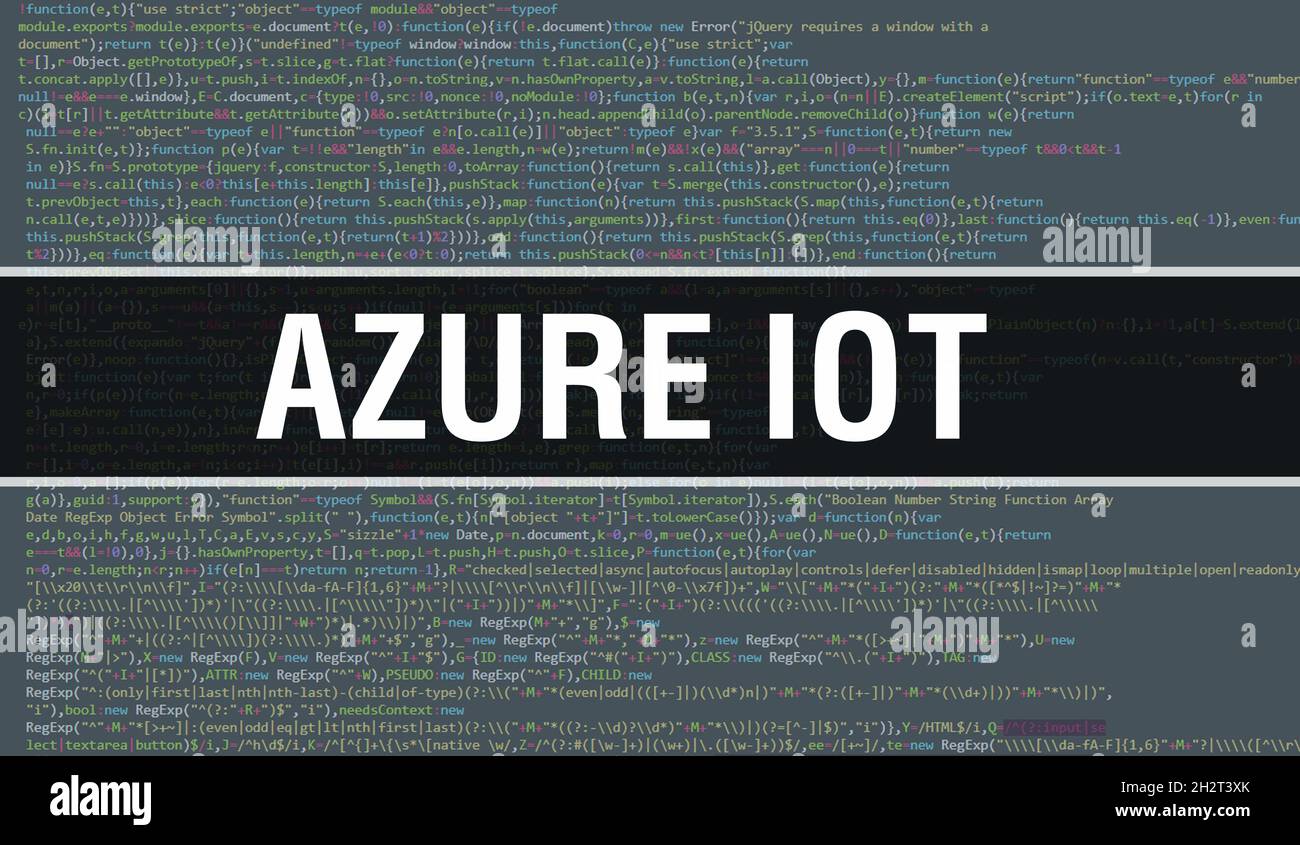 Azure IoT text written on Programming code abstract technology ...