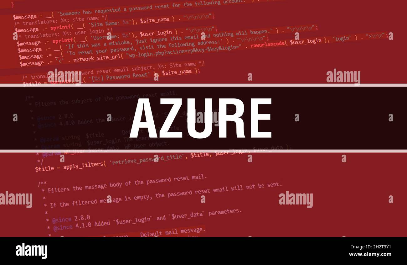 Azure concept illustration using code for developing programs and app. Azure website code with ...