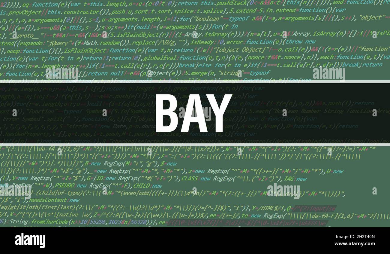 BAY with Abstract Technology Binary code Background.Digital binary data ...