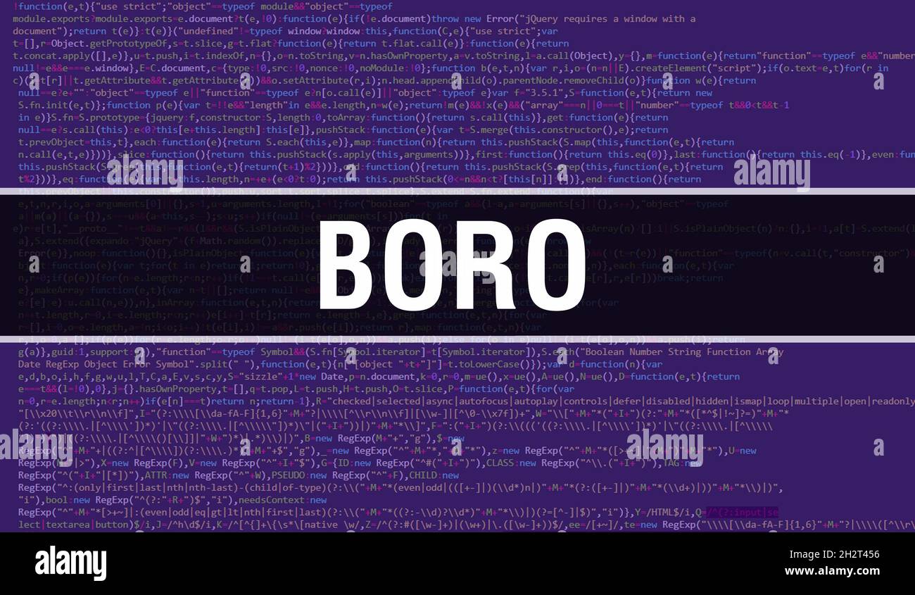 BORO text written on Programming code abstract technology background of ...