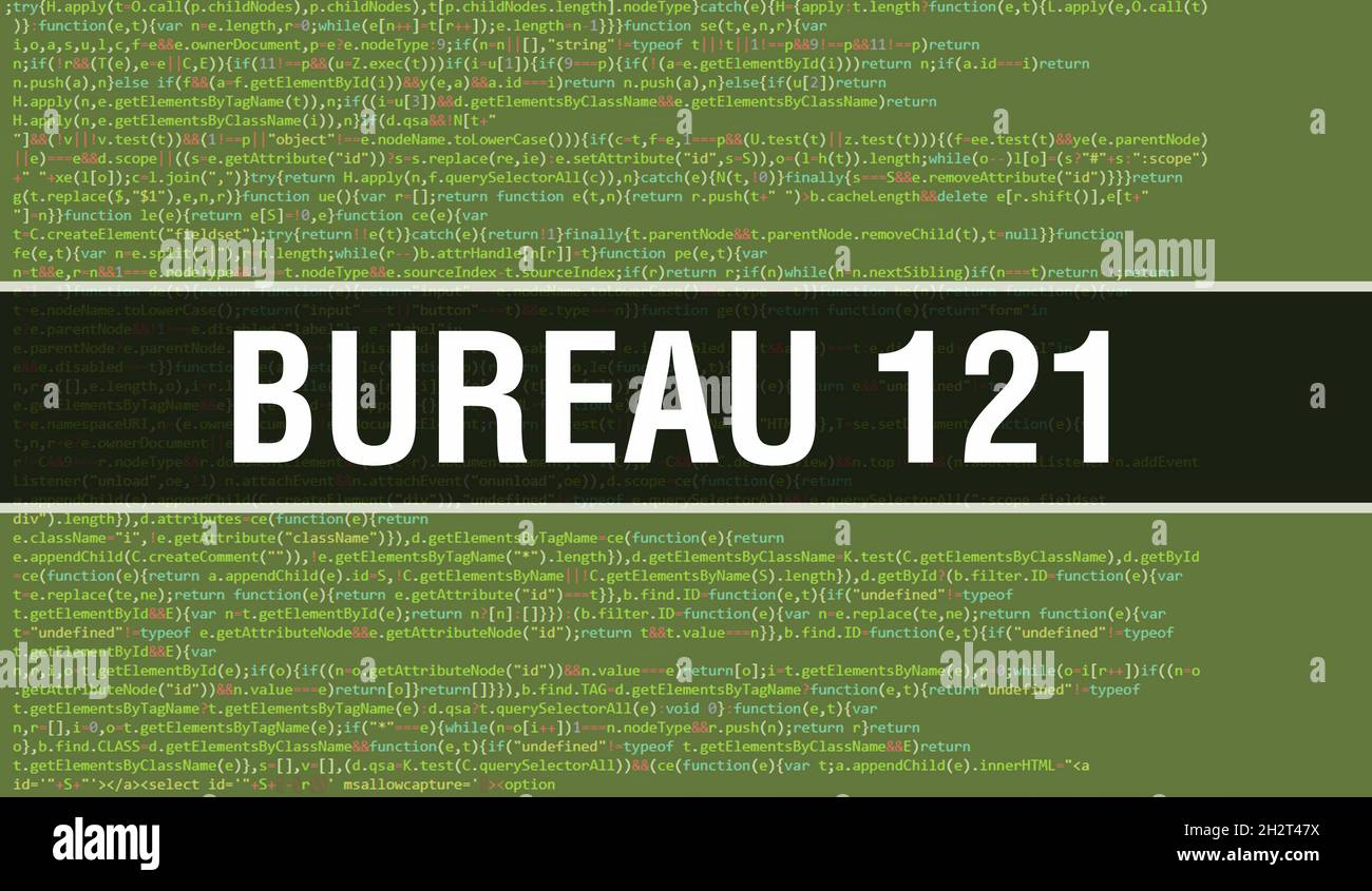 Bureau 121 concept with Random Parts of Program Code. Bureau 121 with ...
