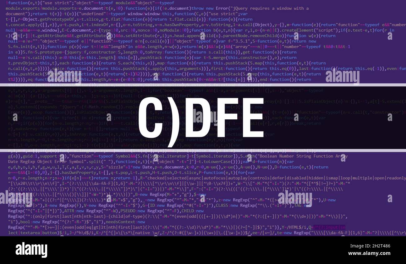 C)DFE text written on Programming code abstract technology background ...