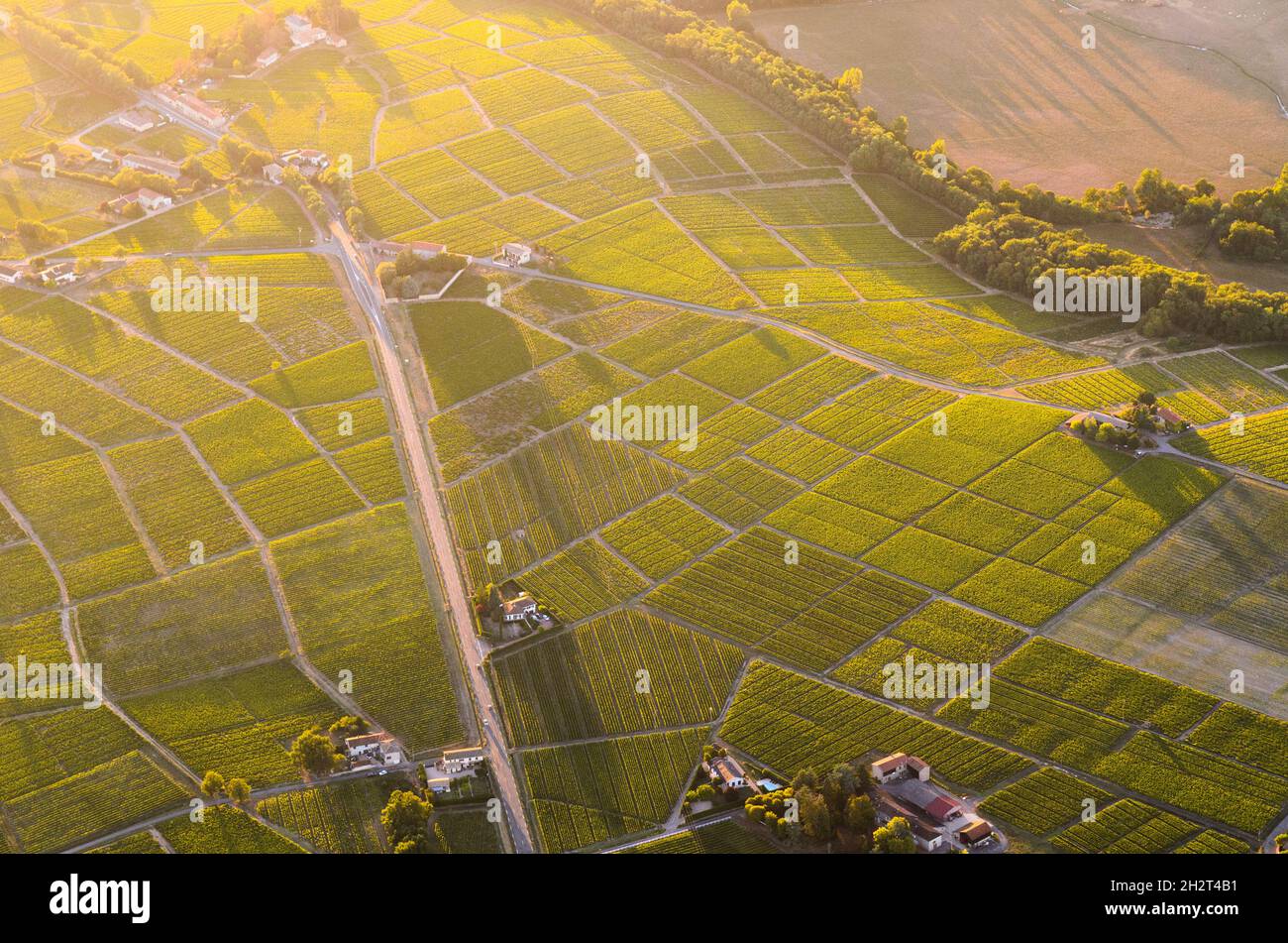 Sunset colors over landscape of Beaujolais land in France Stock Photo ...