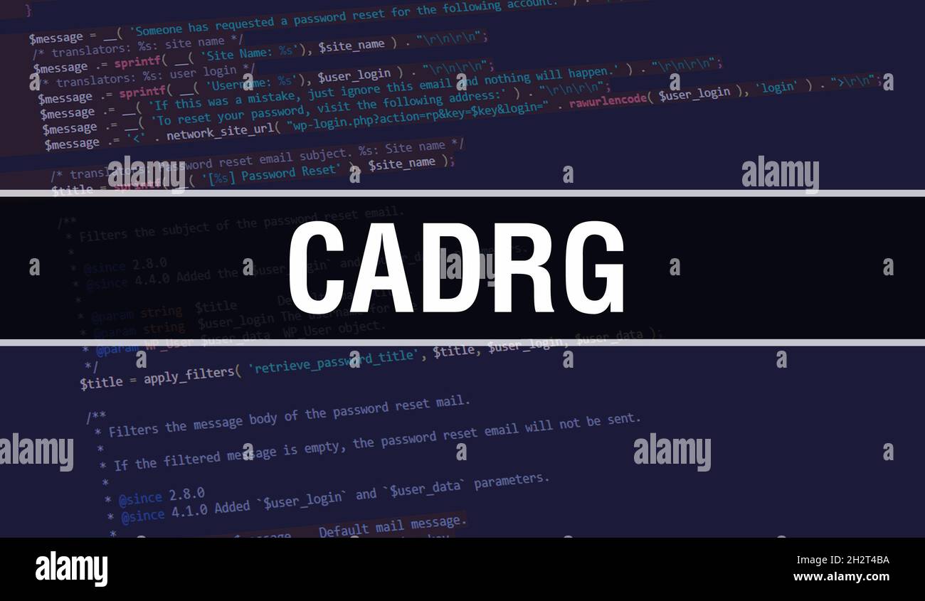 CADRG concept illustration using code for developing programs and app. CADRG website code with ...