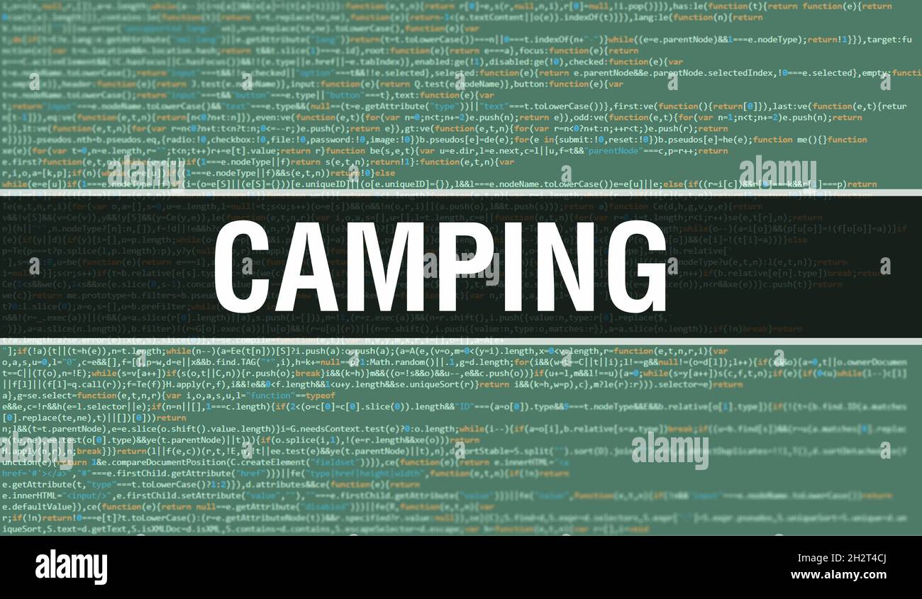 Camping with Binary code digital technology background. Abstract ...