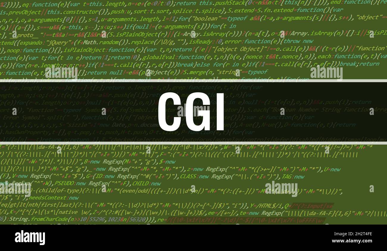 CGI text written on Programming code abstract technology background of ...