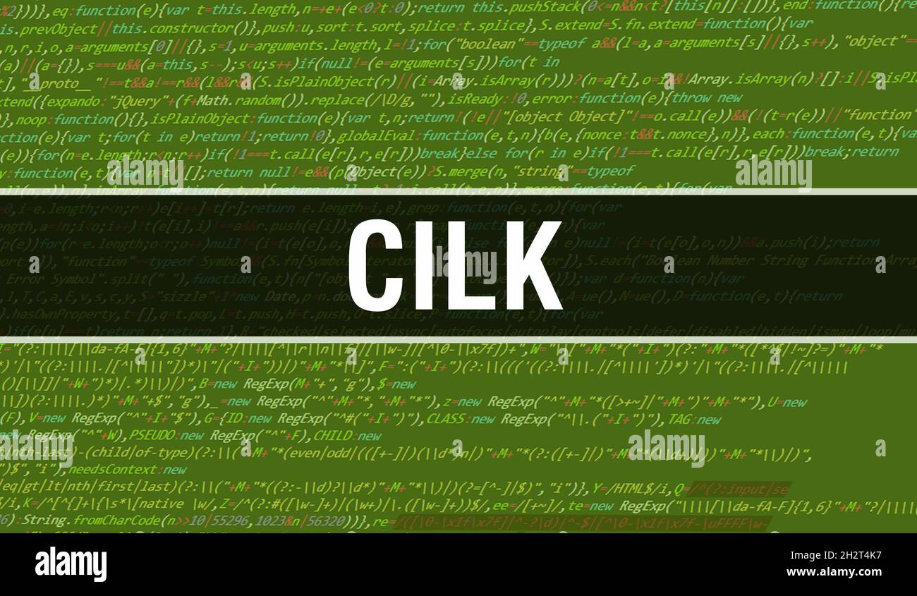 Cilk text written on Programming code abstract technology background of ...