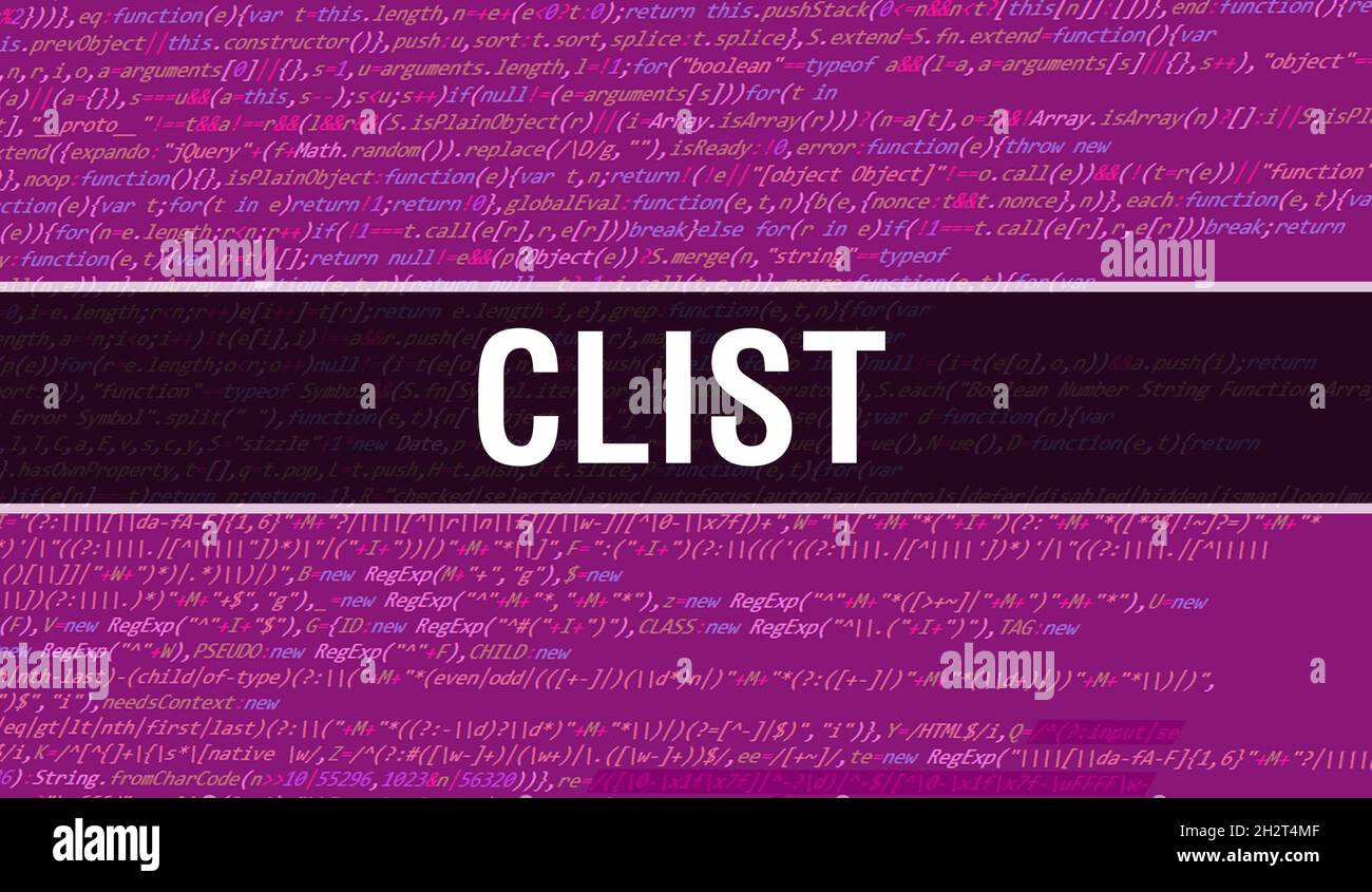CLIST text written on Programming code abstract technology background of software developer and ...