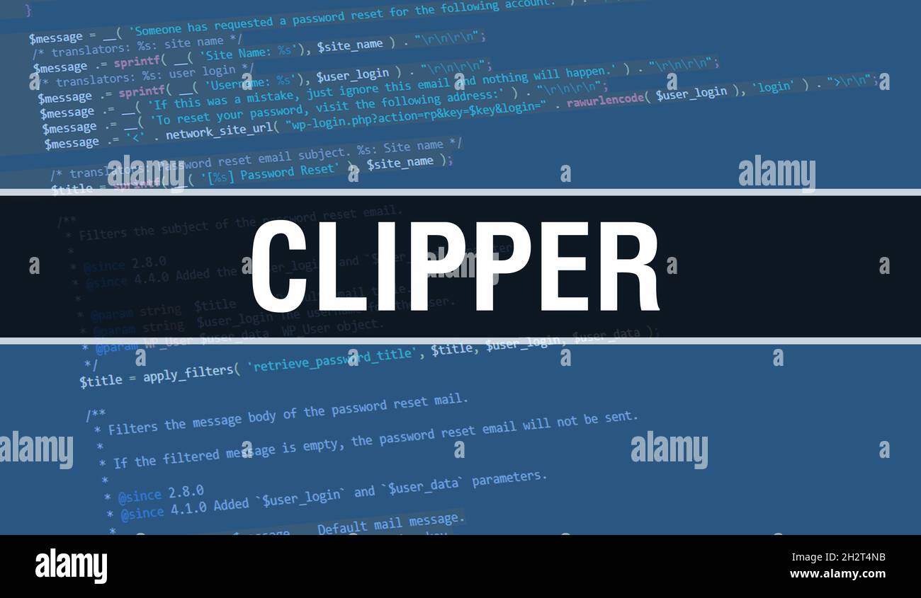 Clipper concept with Random Parts of Program Code.Clipper text written on Programming code ...