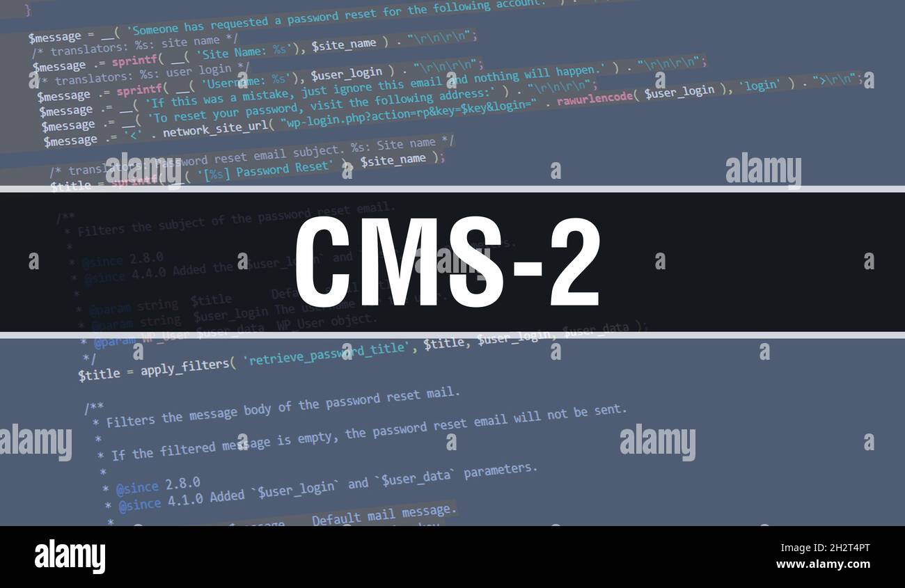 CMS-2 concept with Random Parts of Program Code.CMS-2 text written on ...