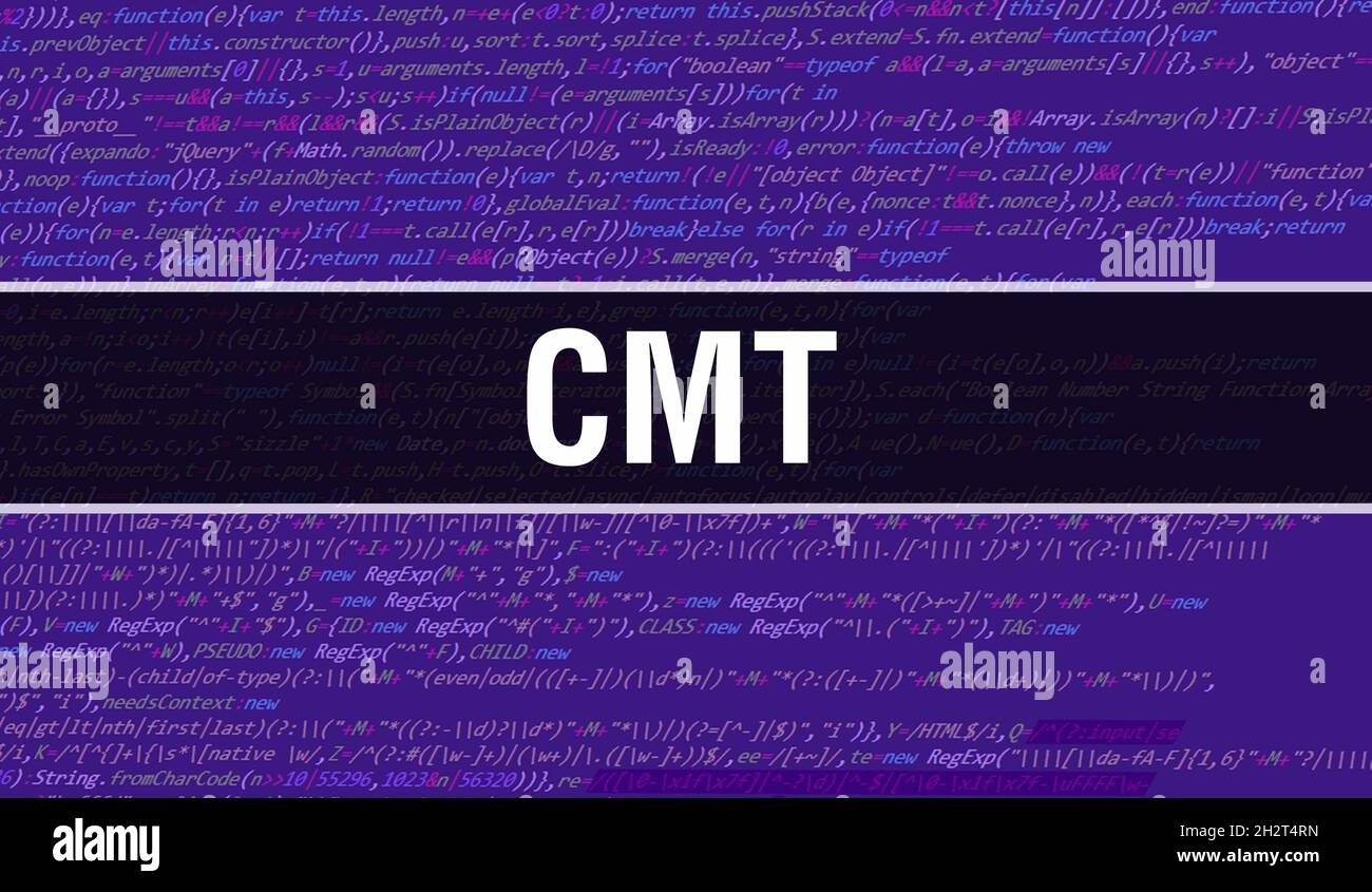CMT text written on Programming code abstract technology background of ...