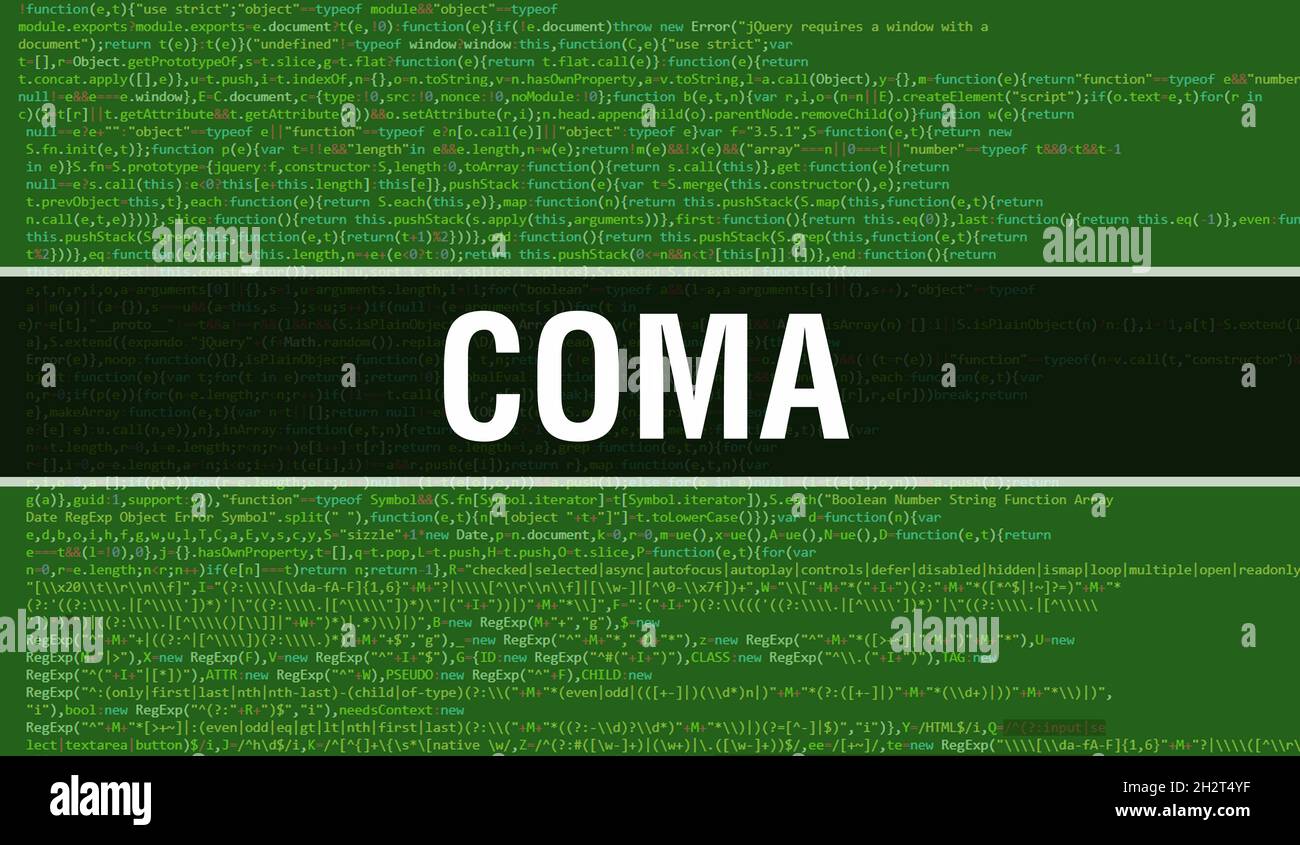 COMA concept illustration using code for developing programs and app. COMA website code with ...