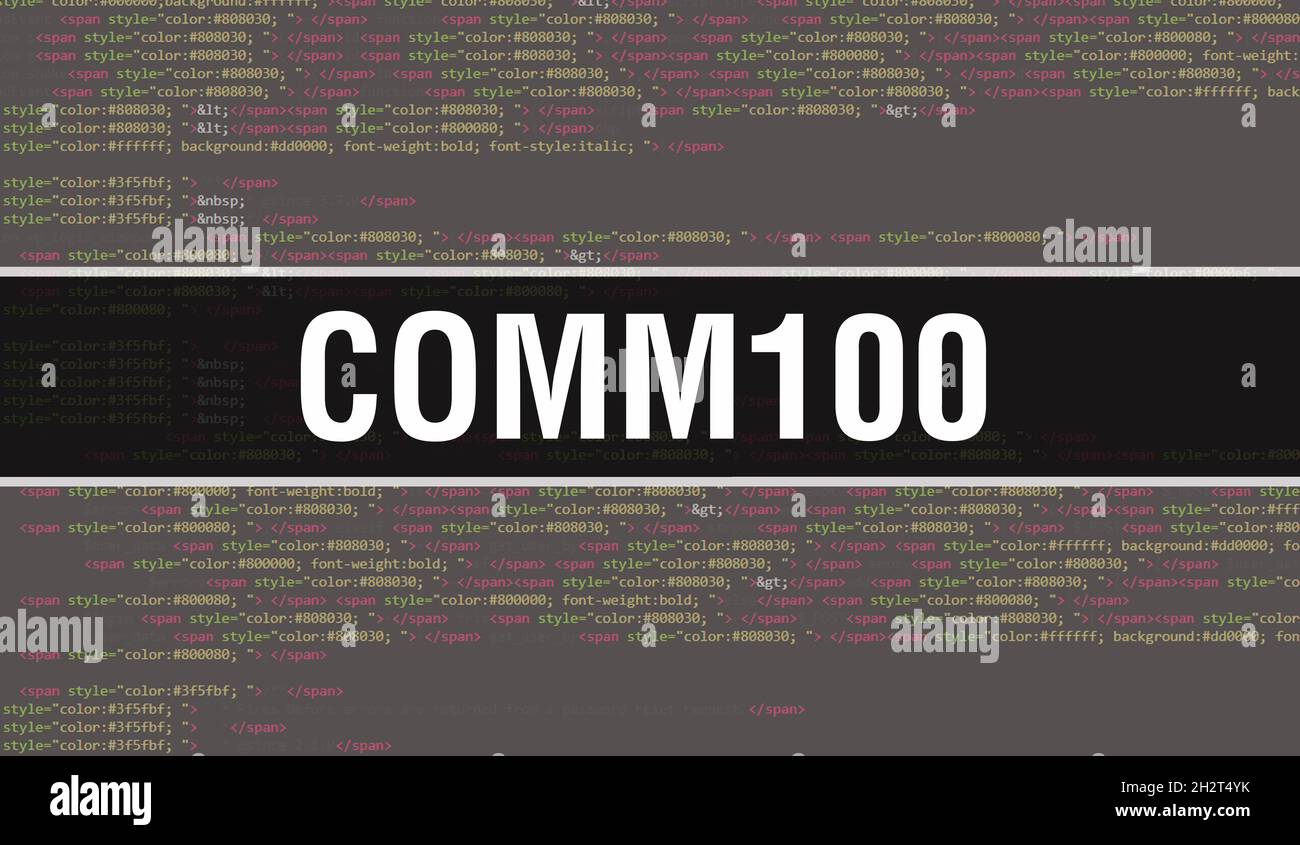 Comm100 with Binary code digital technology background. Abstract ...