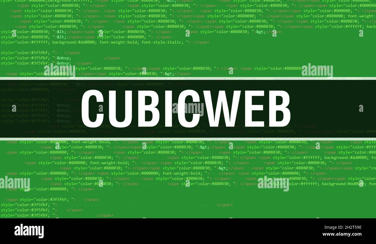 CubicWeb with Binary code digital technology background. Abstract ...