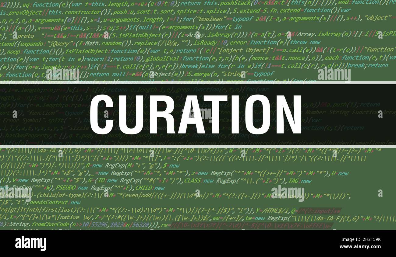 Curation text written on Programming code abstract technology ...