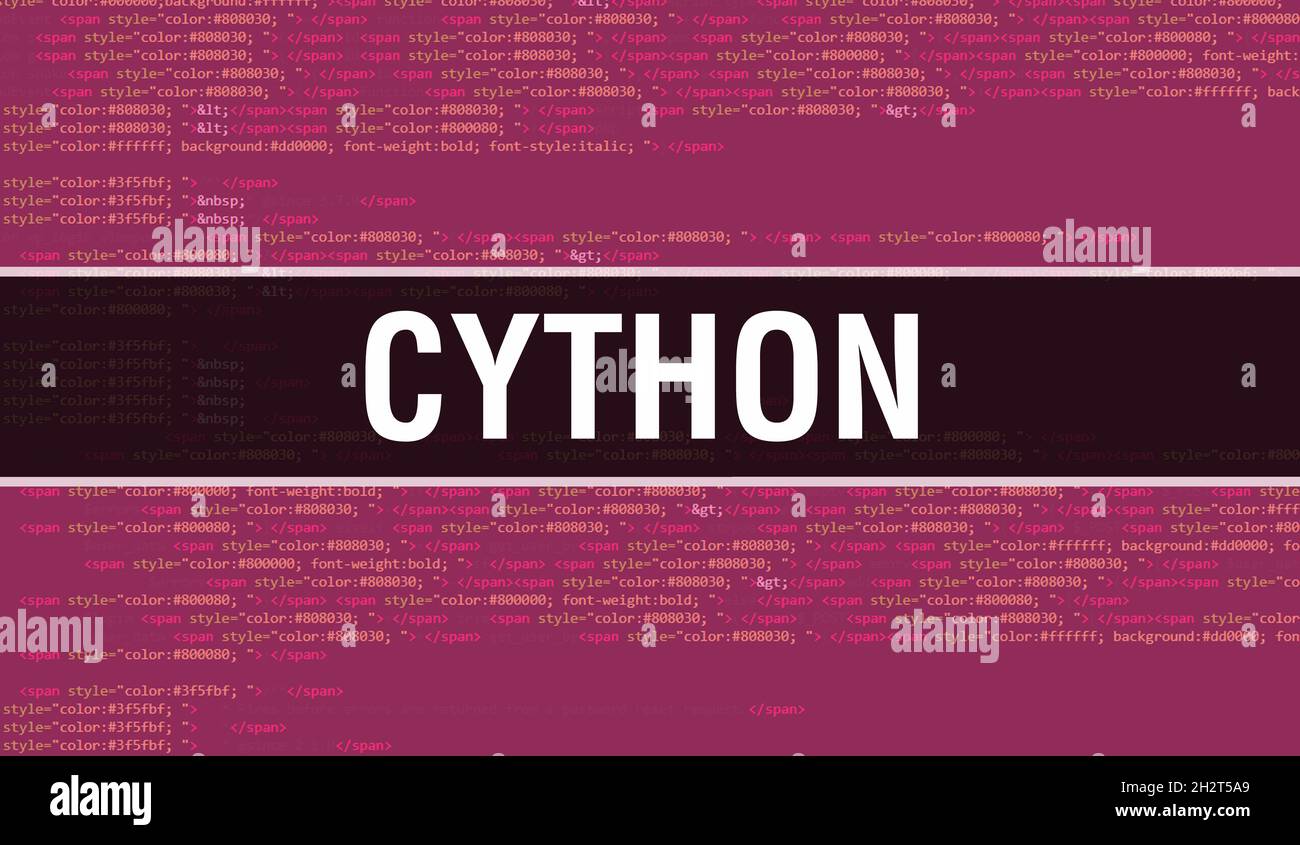 Cython with Binary code digital technology background. Abstract ...