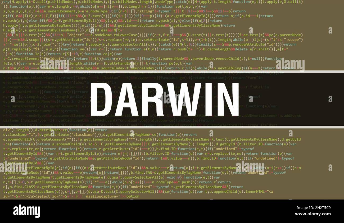 Darwin with Abstract Technology Binary code Background.Digital binary ...