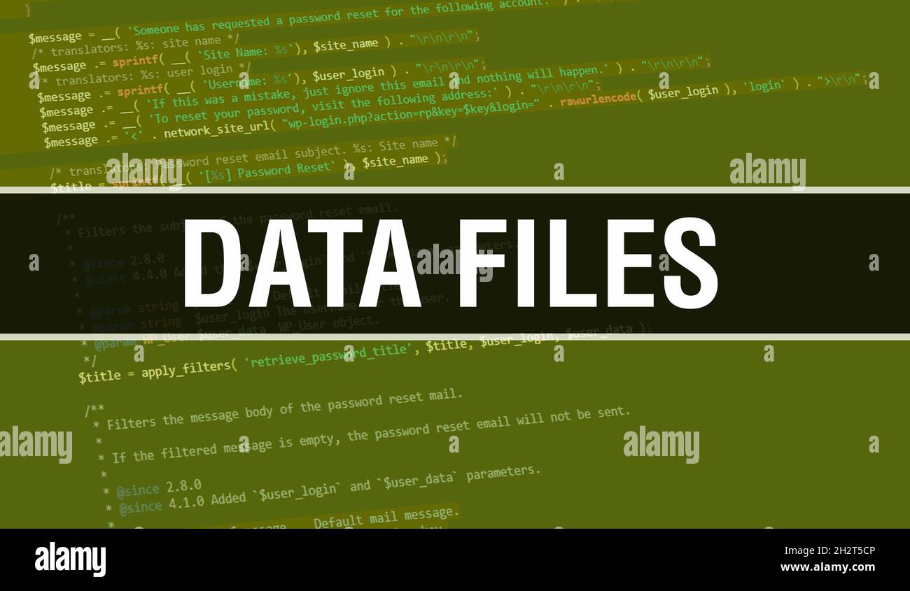 Data Files Concept With Random Parts Of Program Codedata Files Text Written On Programming Code