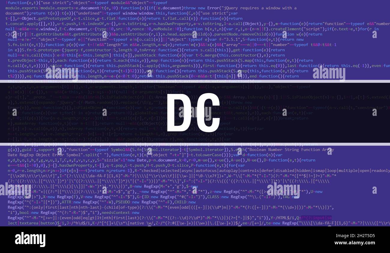 dc concept illustration using code for developing programs and app. dc ...