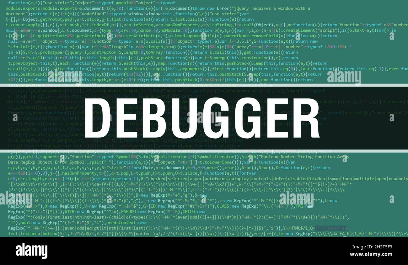 Debugger concept illustration using code for developing programs and app. Debugger website code ...
