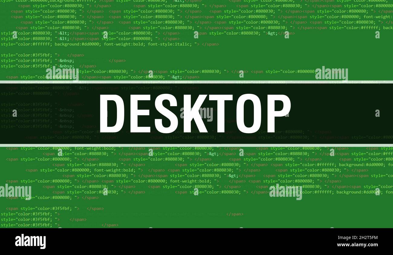 Desktop with Binary code digital technology background. Abstract ...