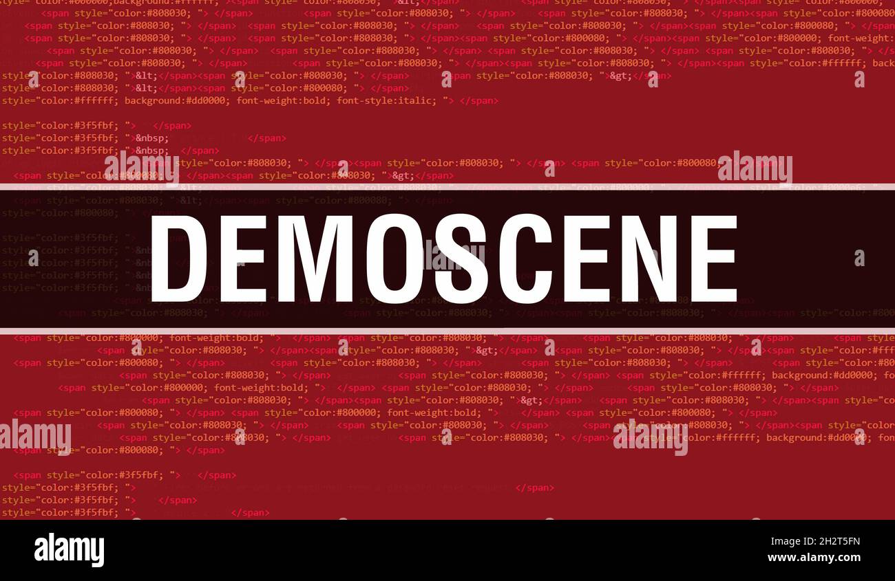 Demoscene with Binary code digital technology background. Abstract ...
