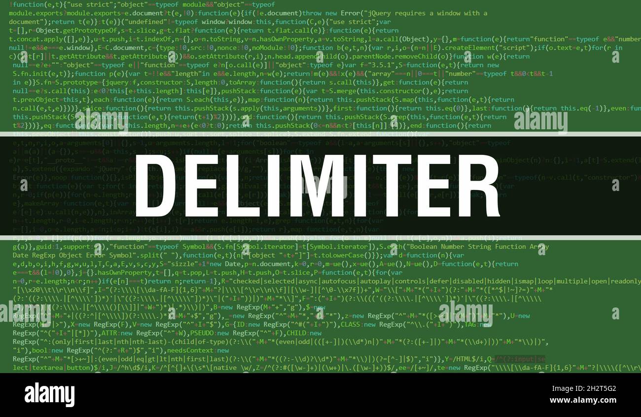 Delimiter concept illustration using code for developing programs and app. Delimiter website ...