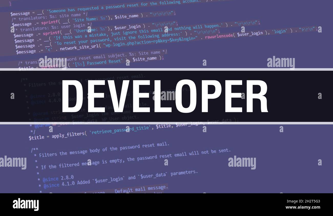 Developer Concept With Random Parts Of Program Codedeveloper Text Written On Programming Code