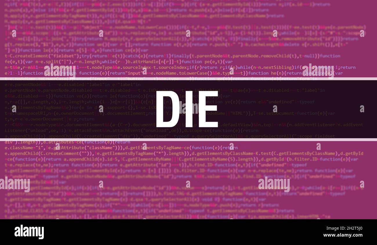 Die concept with Random Parts of Program Code. Die with Programming ...