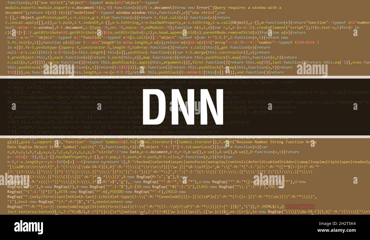DNN concept illustration using code for developing programs and app. DNN website code with ...