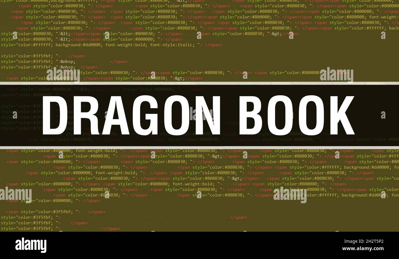 Dragon book with Binary code digital technology background. Abstract ...