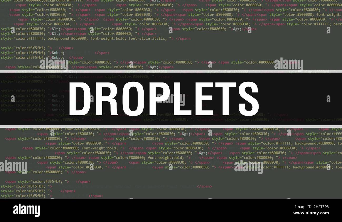 Droplets with Binary code digital technology background. Abstract background with program code ...
