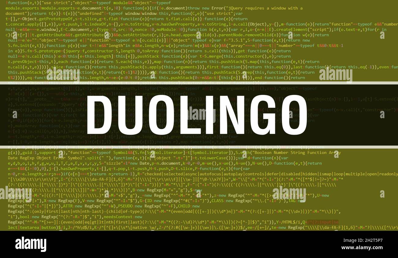 Duolingo concept illustration using code for developing programs and app. Duolingo website code ...