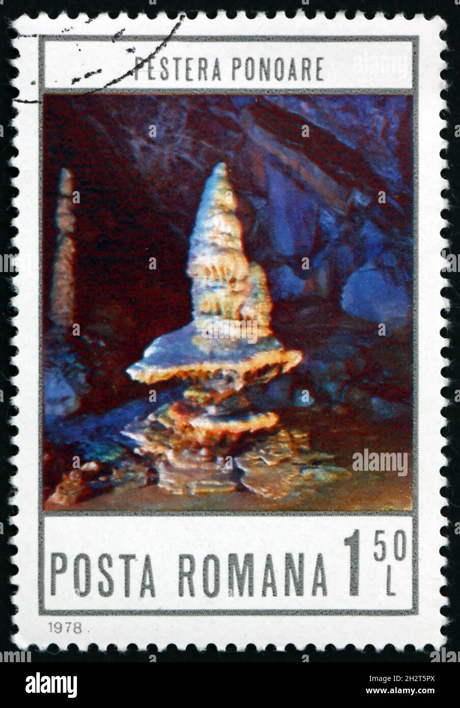 ROMANIA - CIRCA 1978: a stamp printed in Romania shows Pestera Cave ...