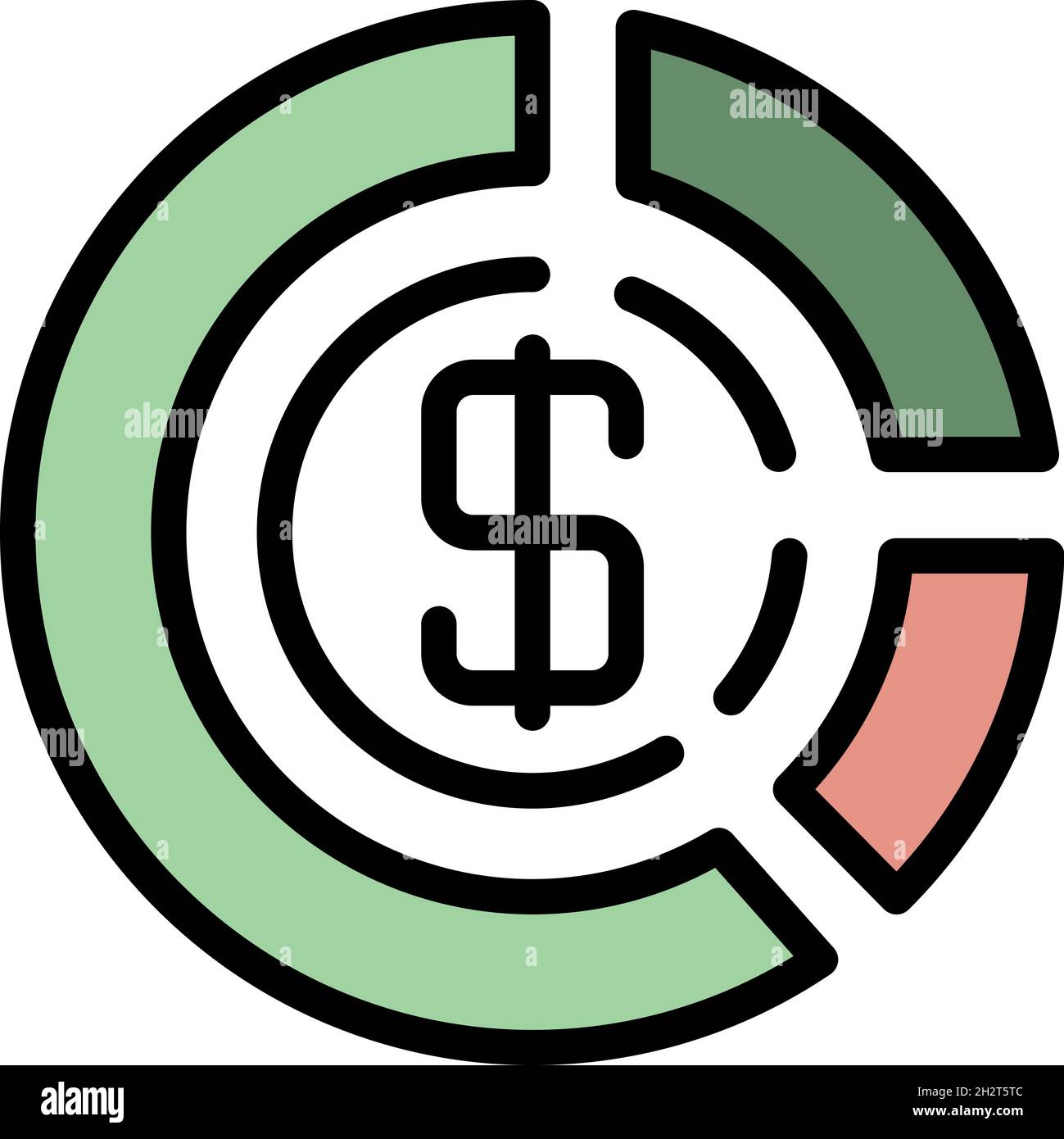 Loan money pie chart icon. Outline loan money pie chart vector icon ...