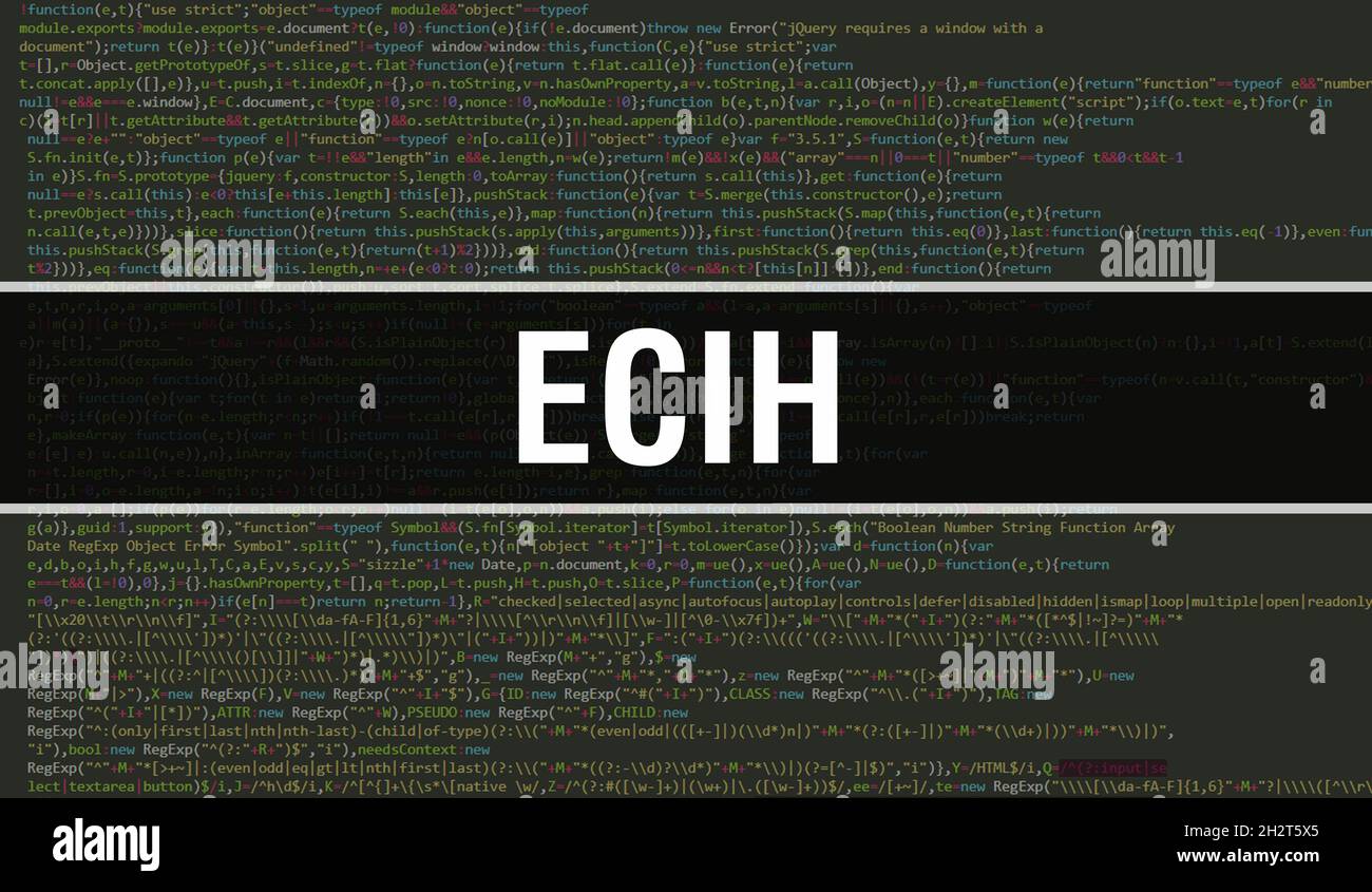 ECIH concept illustration using code for developing programs and app. ECIH website code with ...