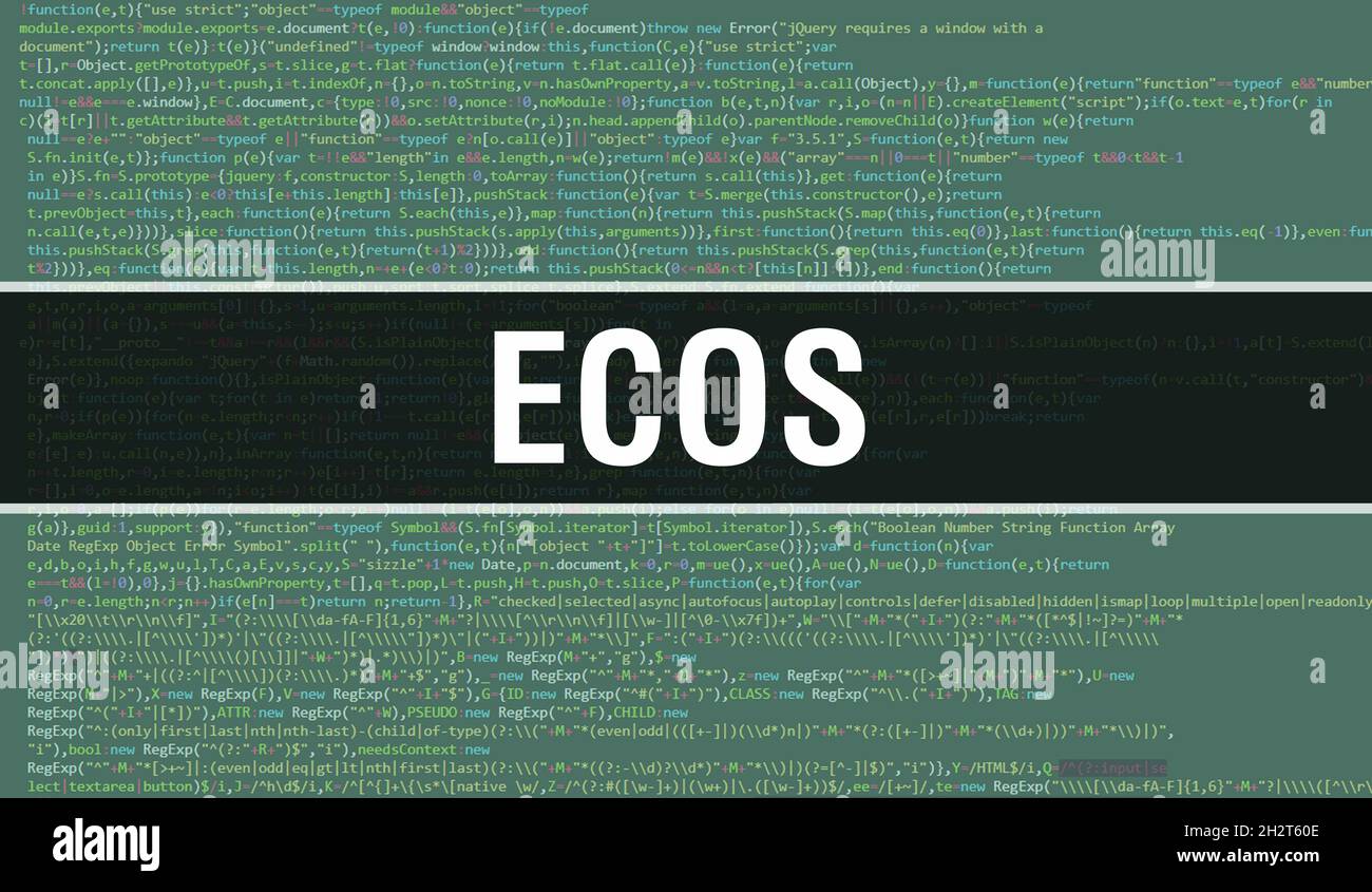 eCos concept illustration using code for developing programs and app. eCos website code with ...