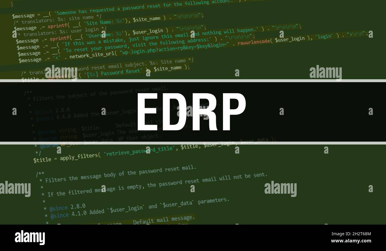 EDRP concept with Random Parts of Program Code.EDRP text written on ...