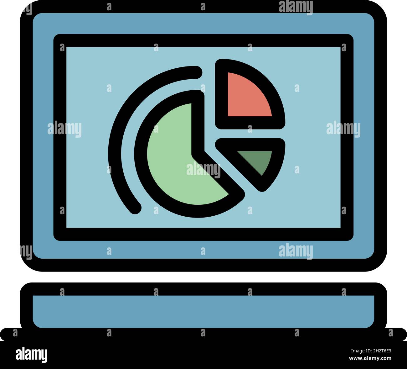 Computer loan chart icon. Outline computer loan chart vector icon color ...