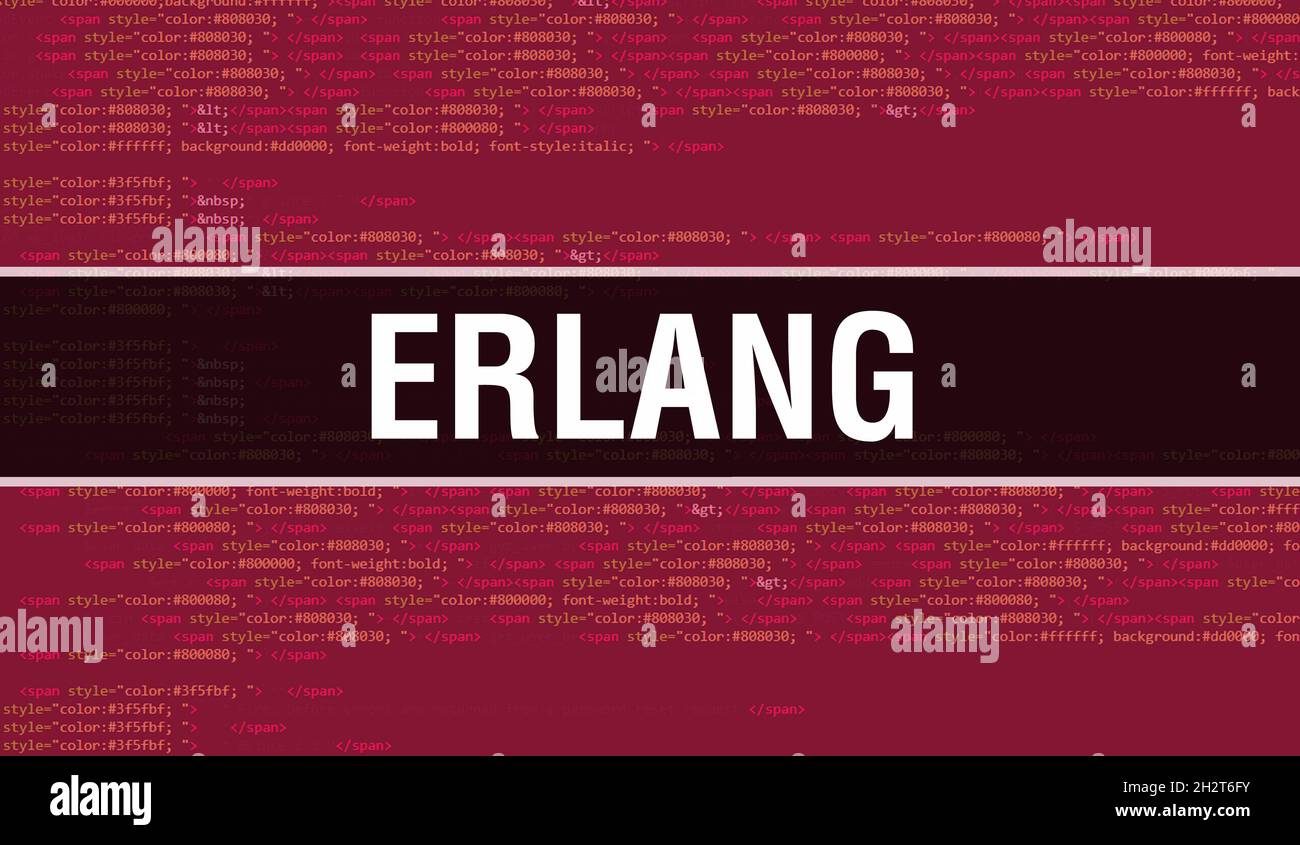 Erlang with Binary code digital technology background. Abstract ...