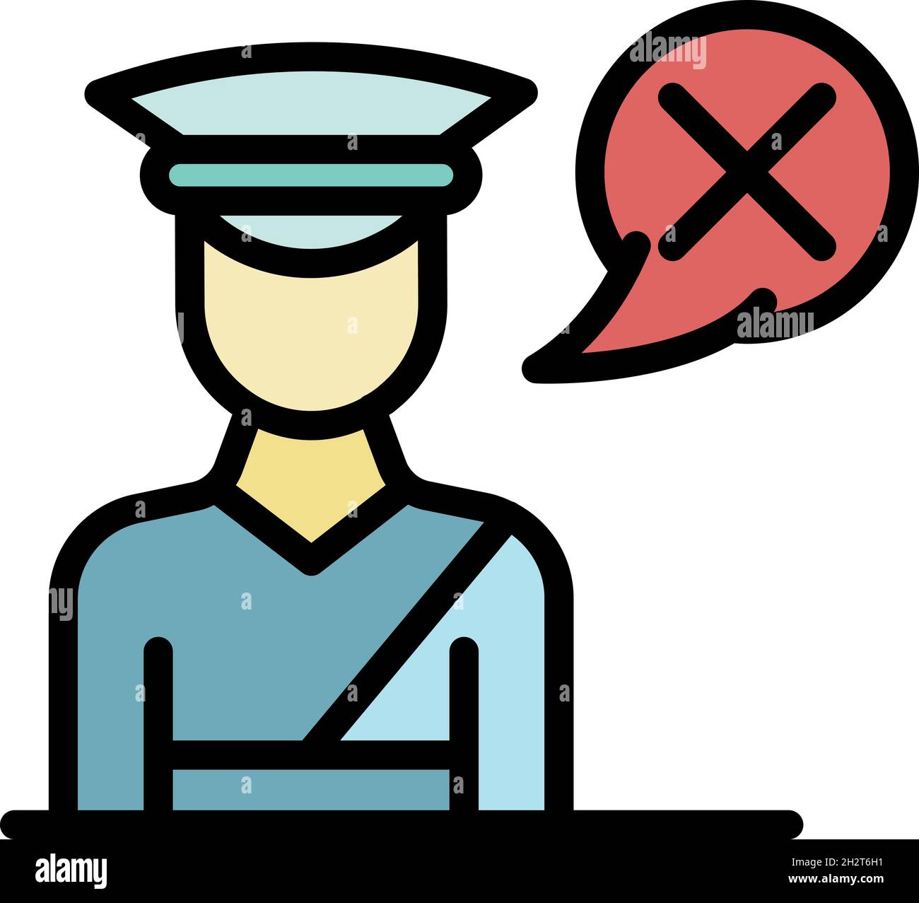 Reject passport control icon. Outline reject passport control vector ...