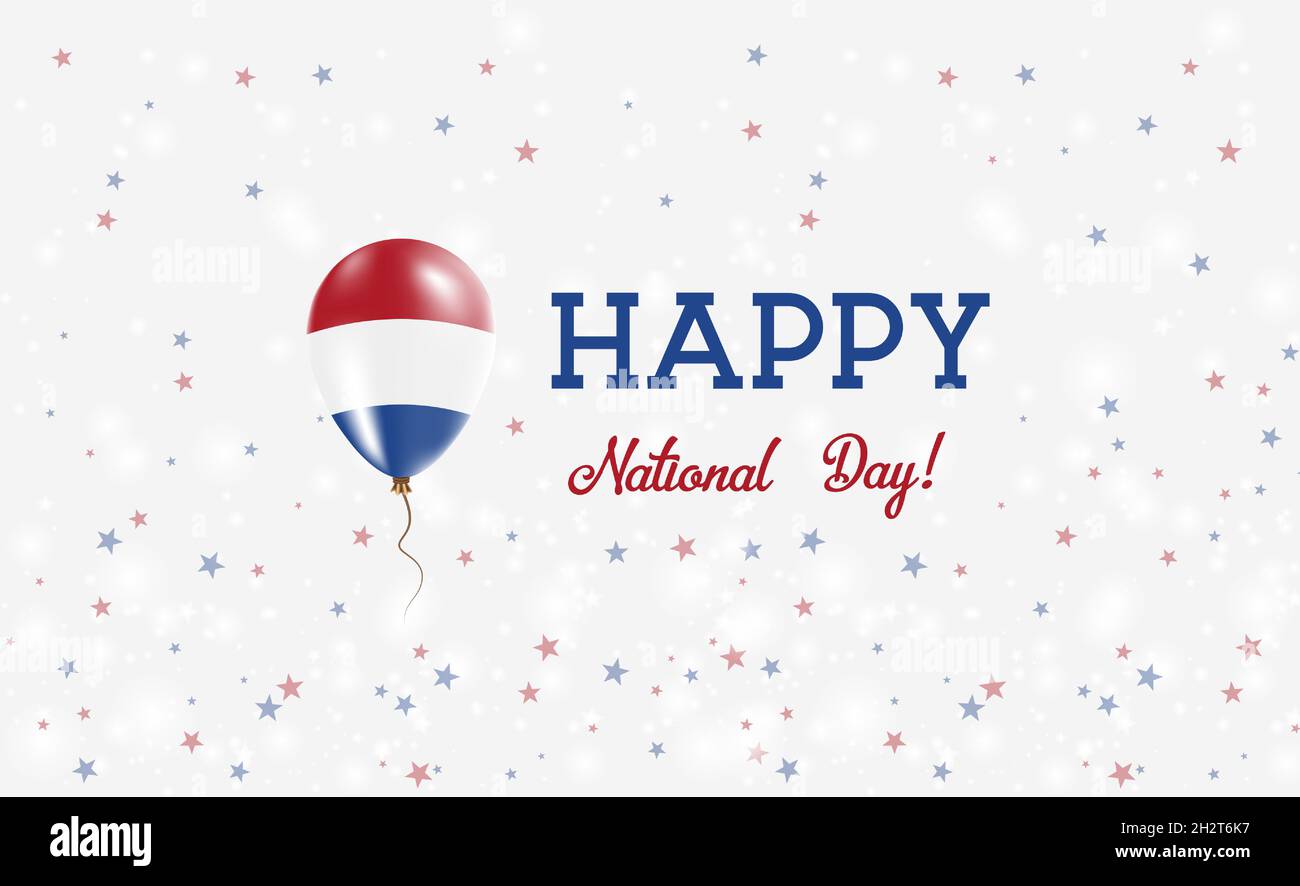 Netherlands National Day patriotic poster. Flying Rubber Balloon in ...