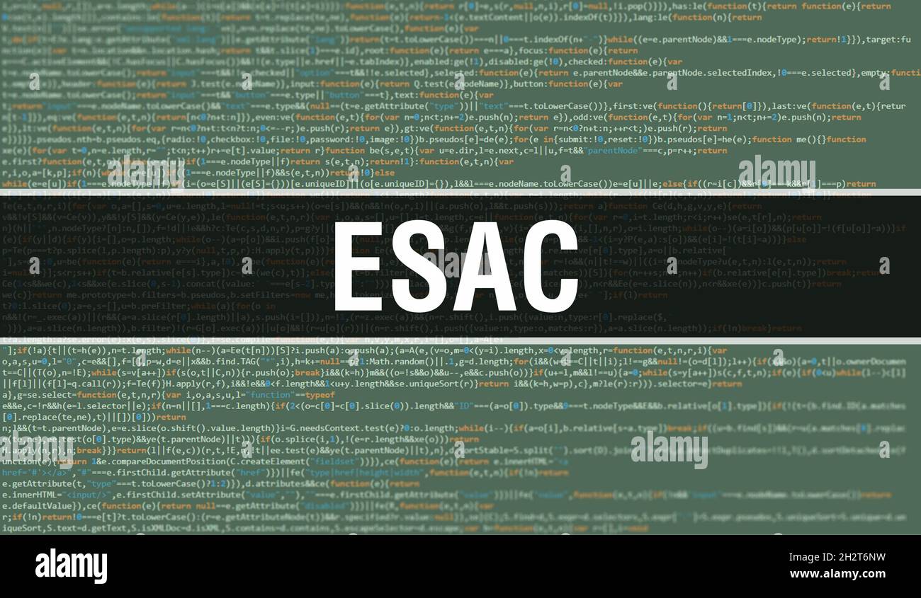 Esac concept with Random Parts of Program Code.Esac text written on ...