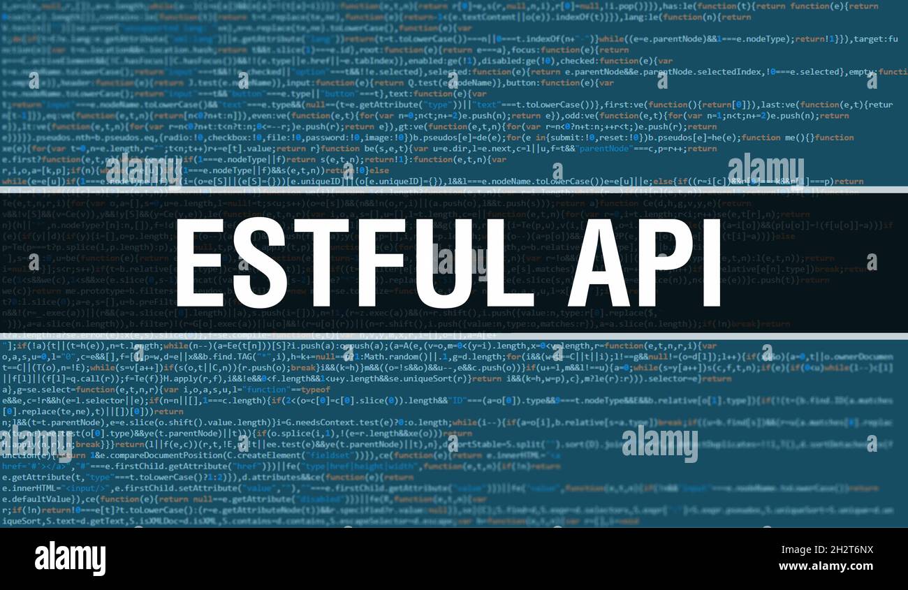 Estful Api Concept With Random Parts Of Program Codeestful Api Text Written On Programming Code