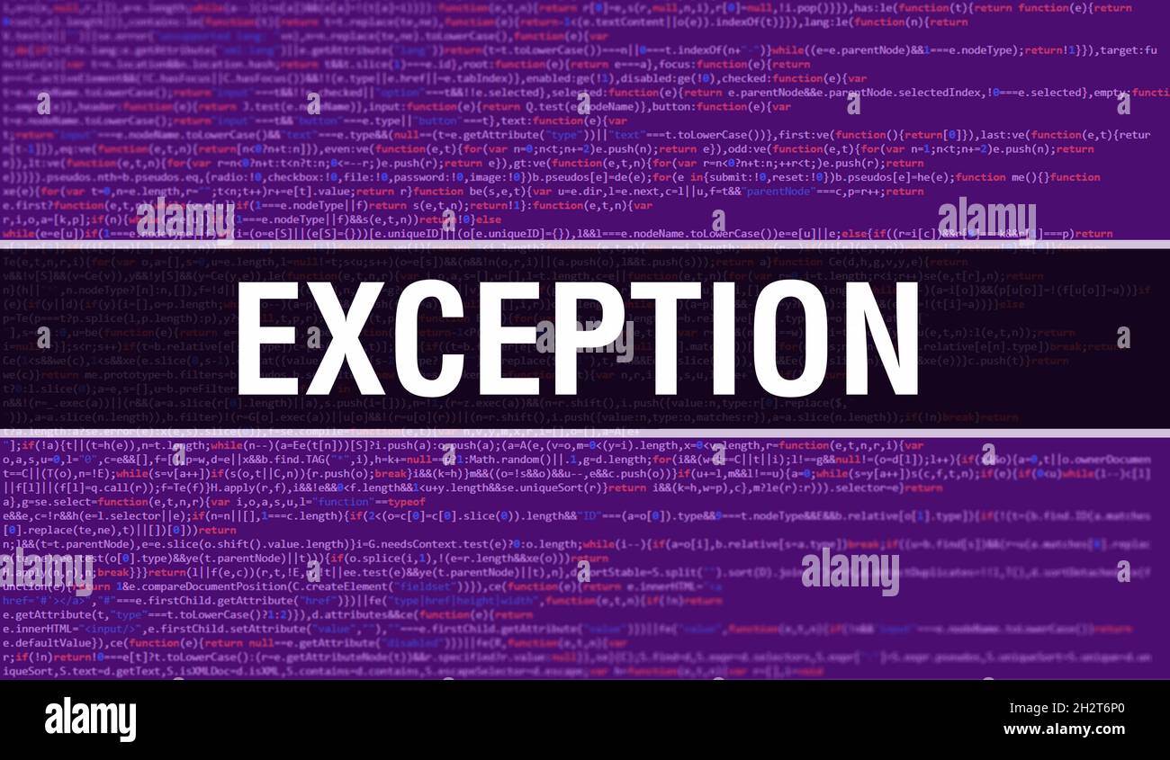 Exception Concept With Random Parts Of Program Codeexception Text Written On Programming Code