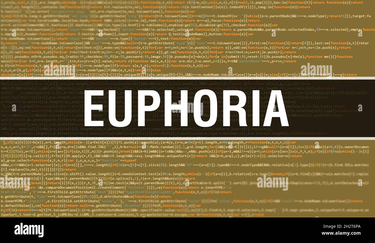 Euphoria concept with Random Parts of Program Code.Euphoria text written on Programming code ...