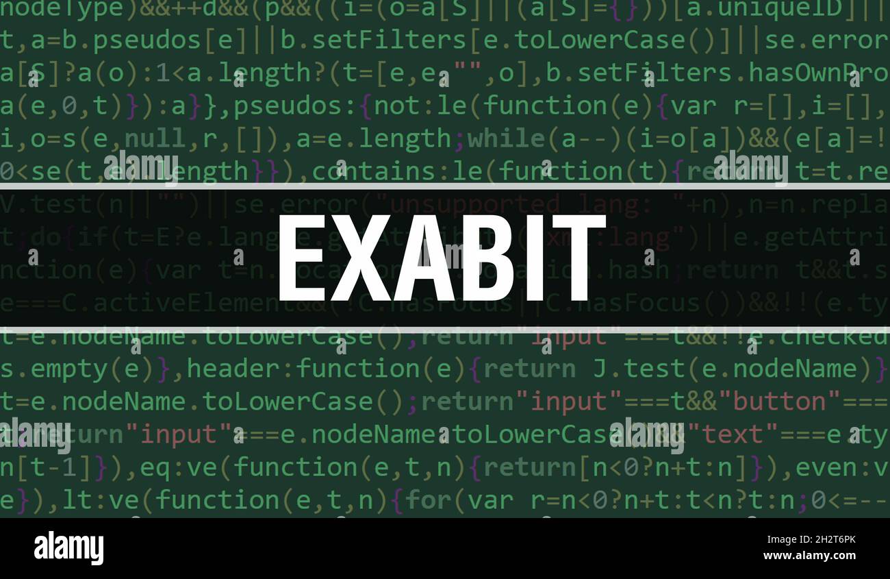 exabit text written on Programming code abstract technology background ...